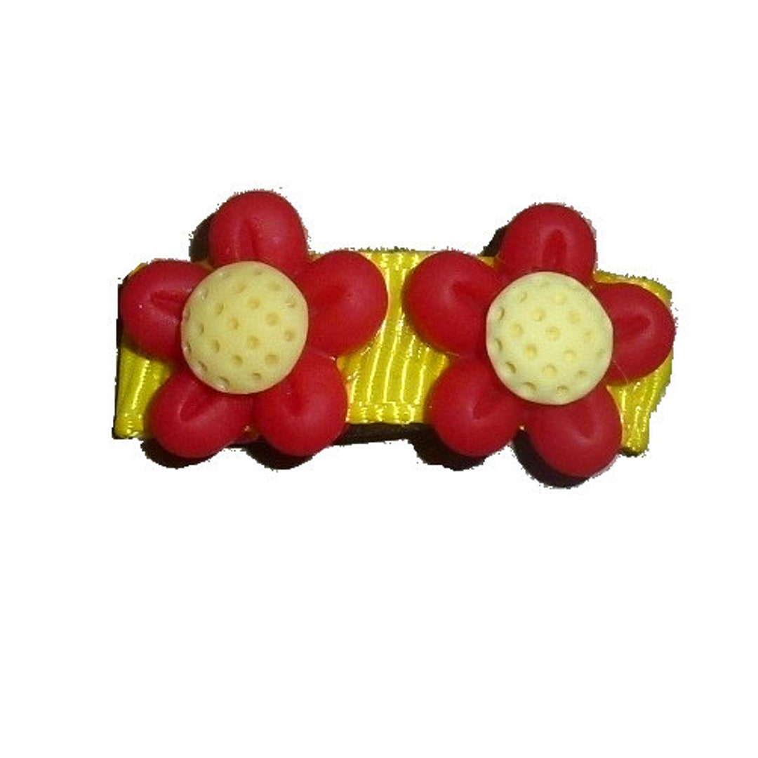 Red Yellow Dimpled Daisy Snap Clip Barrette Pet Hair Dog Bow fb361x - Etsy