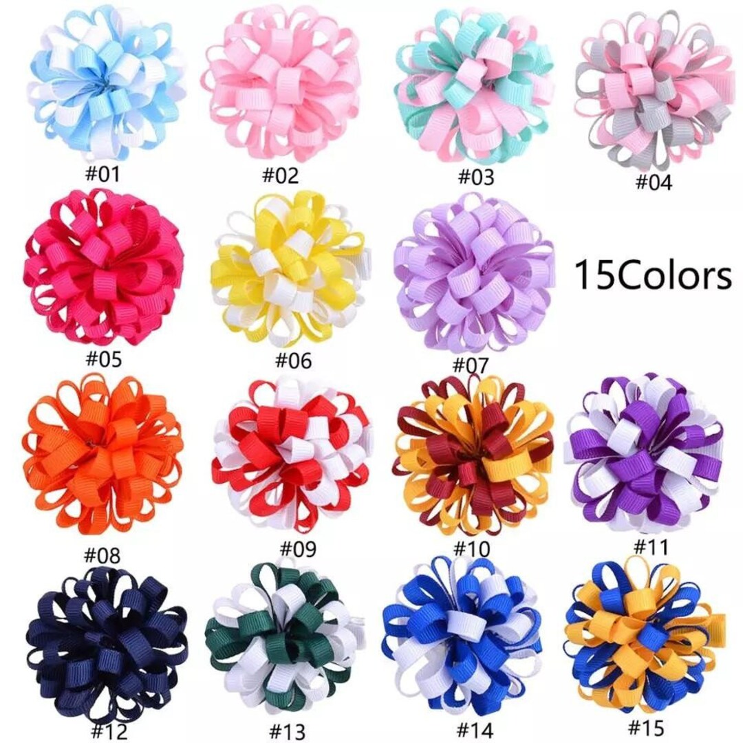 Puppy Bows Cute Boy Colors Smaller 2 Multi Loopy Puff Hair Bows Collar ...