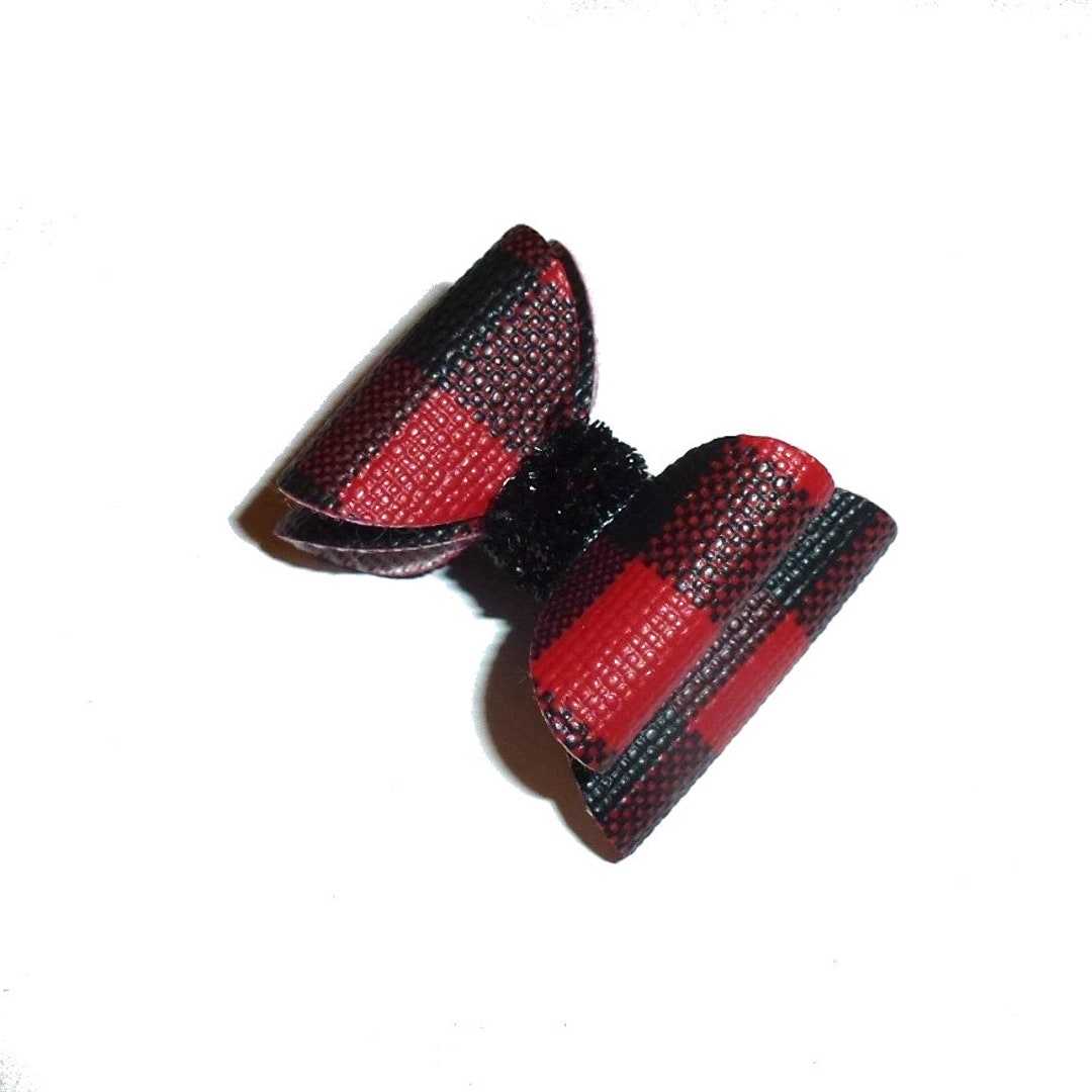 Red Black Buffalo Plaid Bows Dog Barrette or Bands Pet Hair Bow gl39 - Etsy
