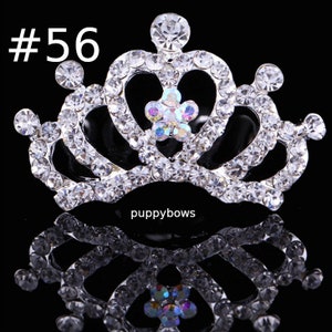 Puppy Bows dog Tiara Crown With Rhinestone Crystals Hair Barrette 5563 ...