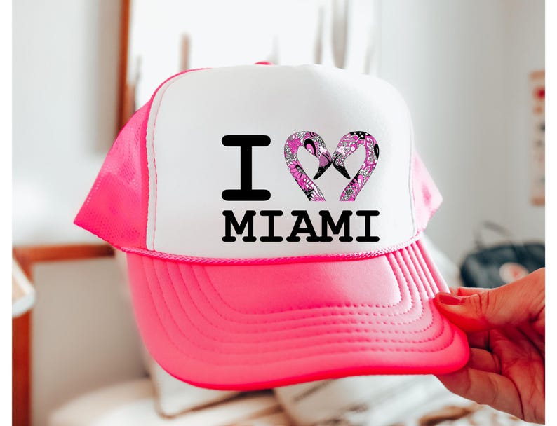 Miami Love Trucker Cap Hand Drawn Street Artist Design I Love Miami Hat ...