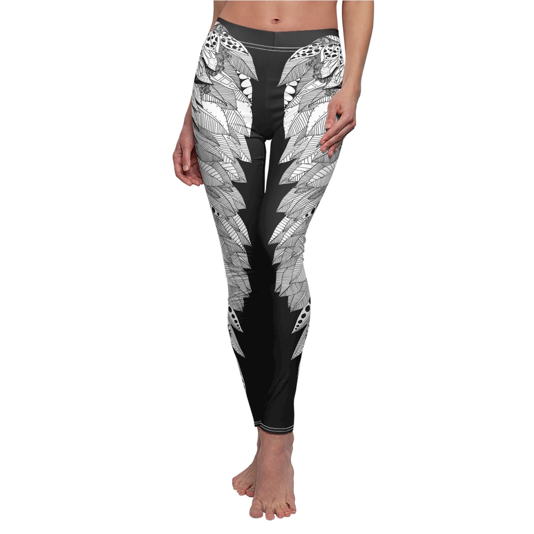 Kelsey Montague Art Inspired Black Leggings With White Wing Design ...