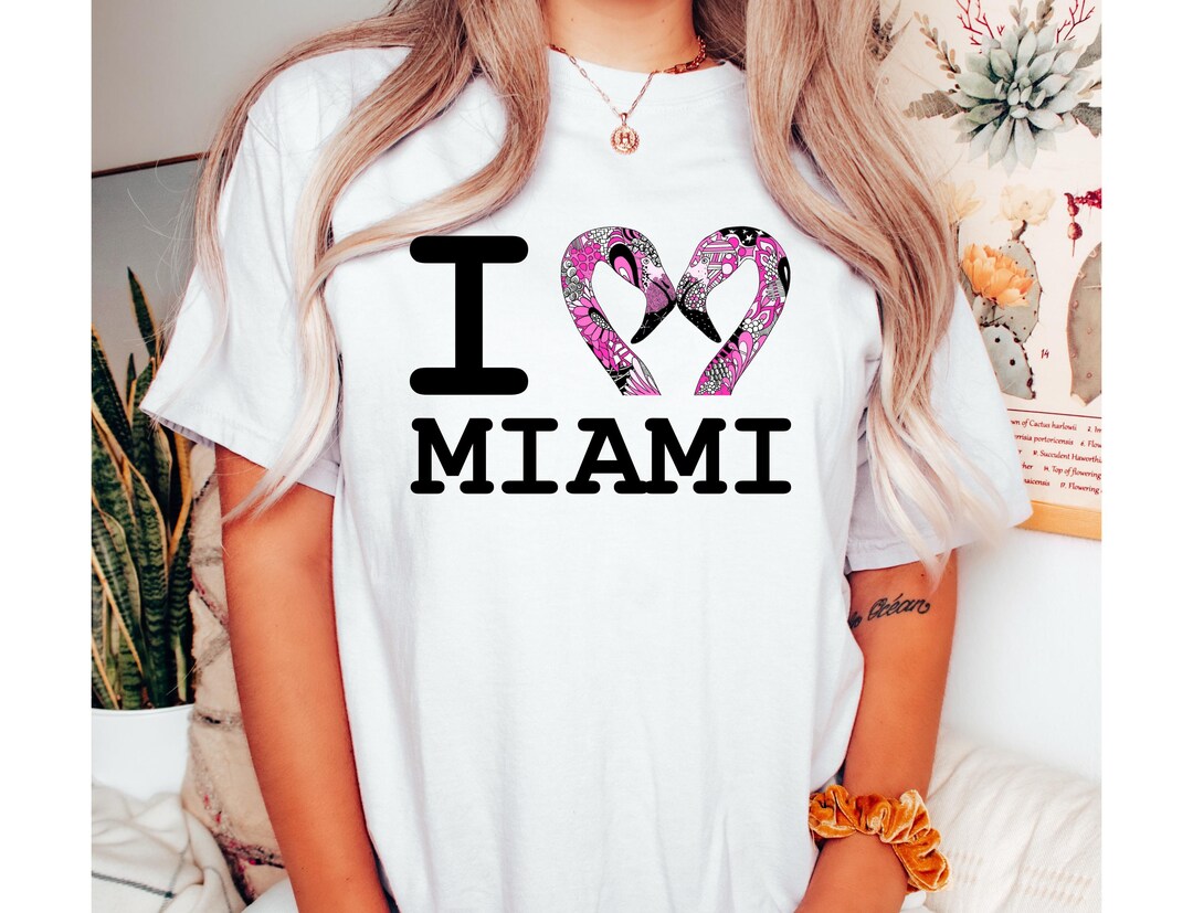 Miami Flamingo T-shirt, Beach Scene Tee, Unisex Shirt, Street Art Design, Cute Animal Lover Gift ...