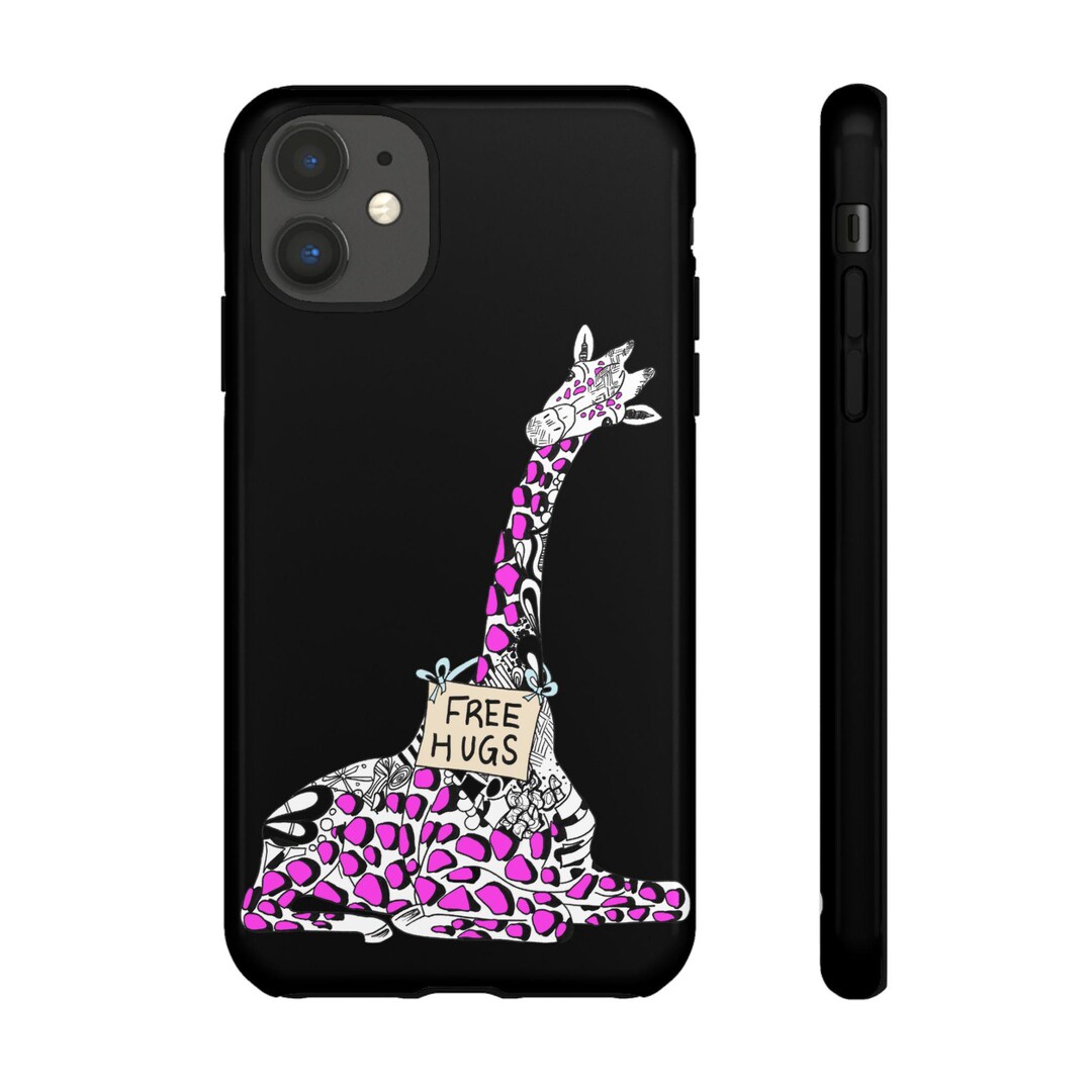 Cute Giraffe Phone Case With Free Hugs Design Fun Gift for Animal ...