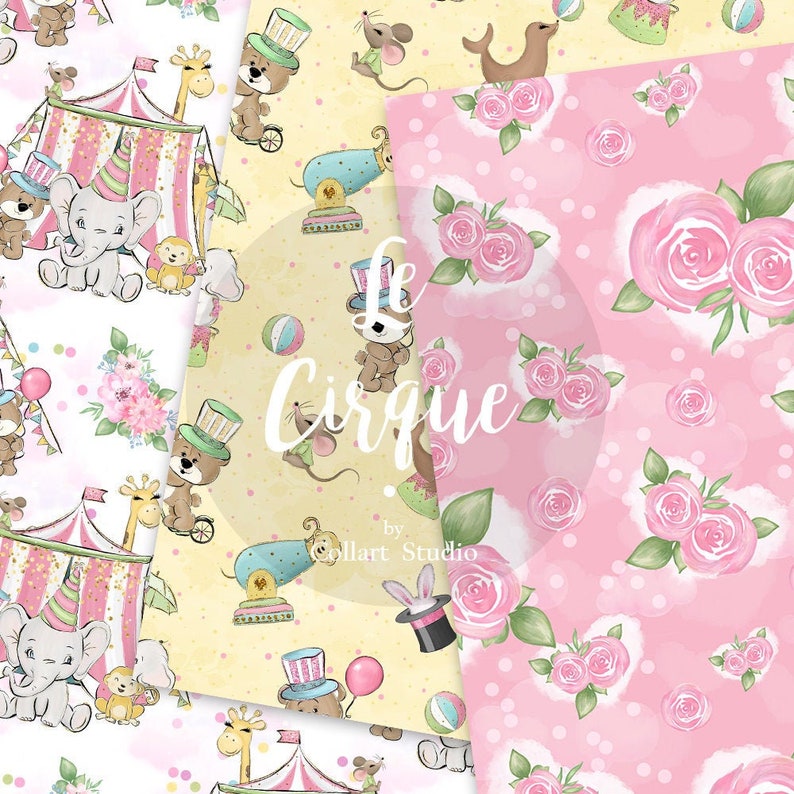 Cute Circus Patterns, Cute Papers, Planner Stickers, Cartoon, Seamless ...
