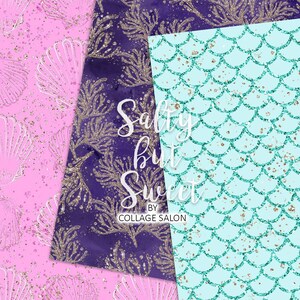 Basic Mermaid Patterns, Underwater Papers, Planner Stickers, Seamless ...