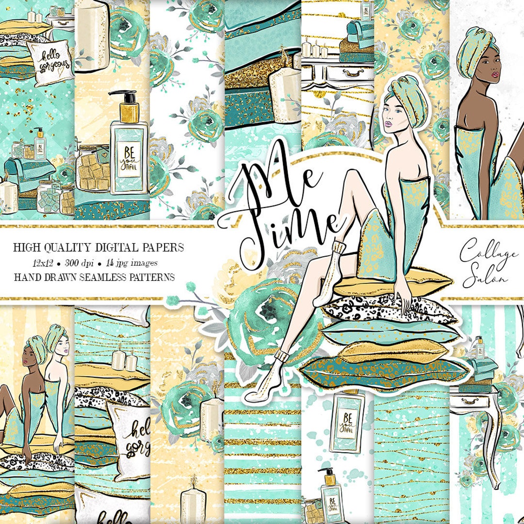 Planner Girl, Seamless Pattern, Spa Papers, Wellness Papers, Planner ...