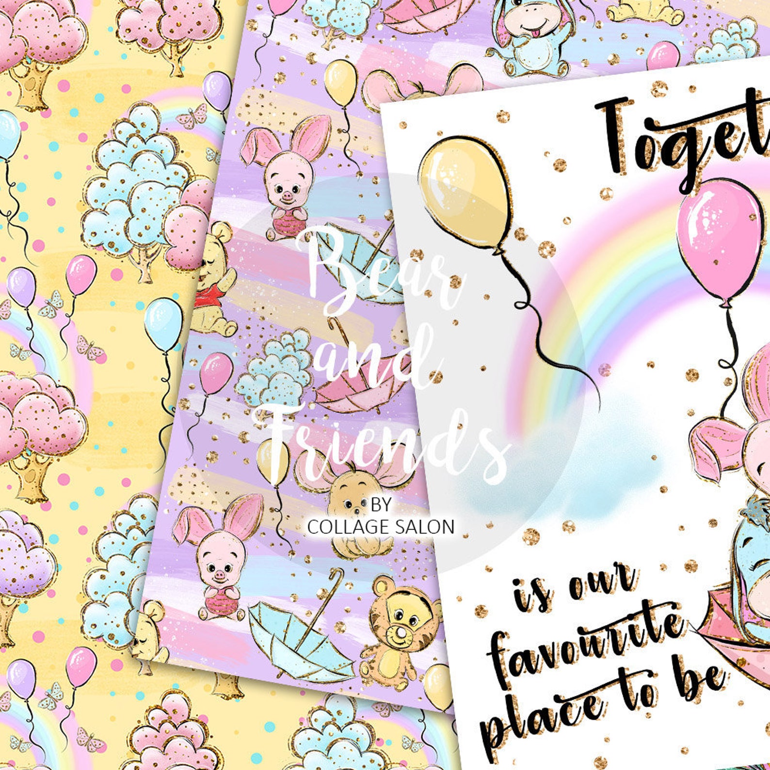 Cute Animals Patterns, Bear Papers, Planner Stickers, Seamless Patterns ...