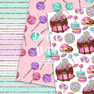 Sweets Patterns, Cute Candies, Planner Stickers, Food, Seamless ...