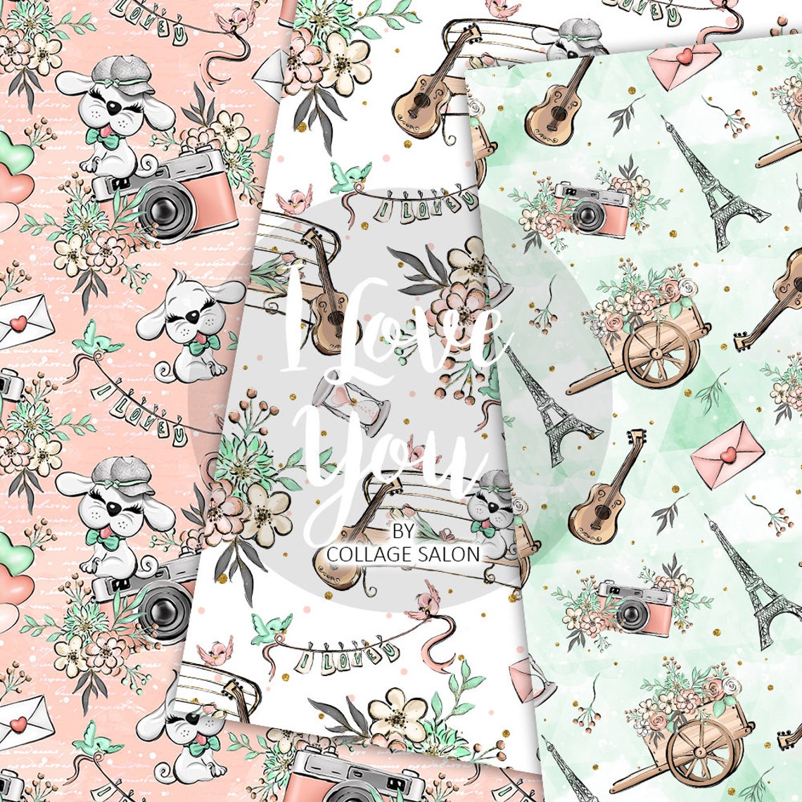 Valentine Patterns, Cute Love Papers, Planner Stickers, Seamless ...