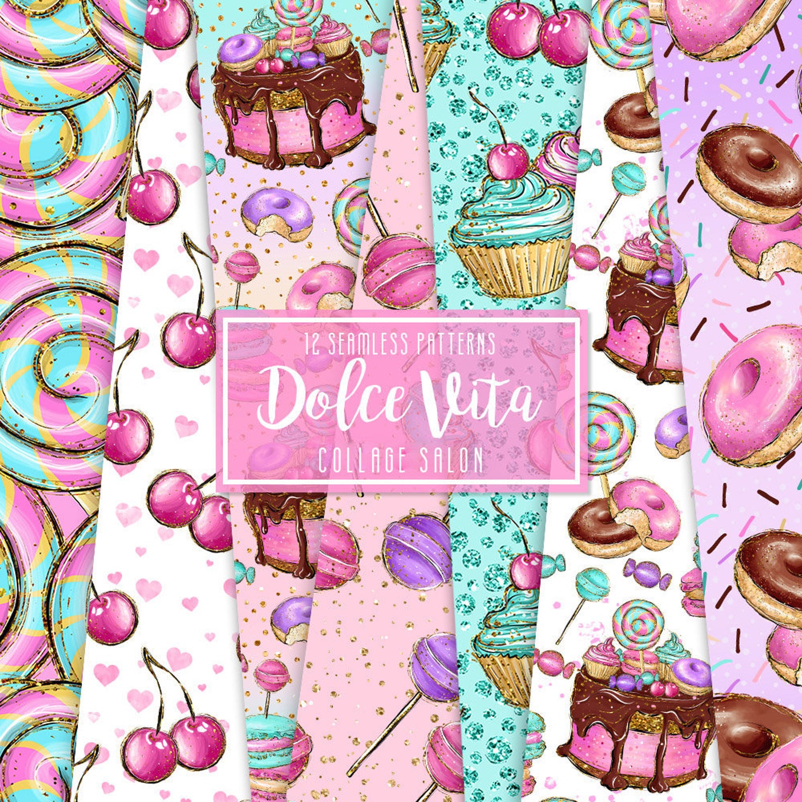 Sweets Patterns, Cute Candies, Planner Stickers, Food, Seamless ...