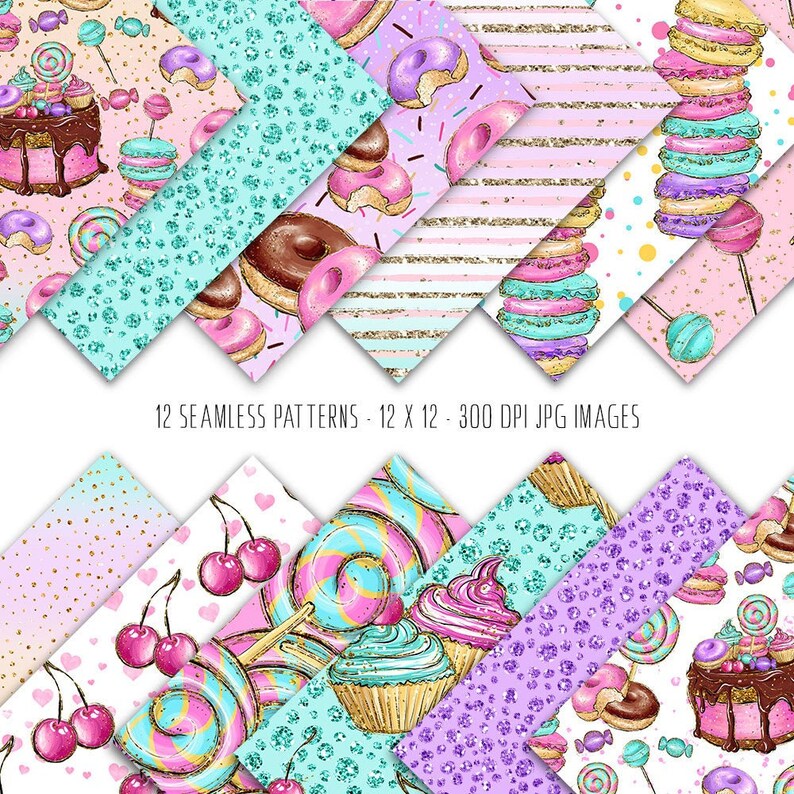 Sweets Patterns, Cute Candies, Planner Stickers, Food, Seamless ...