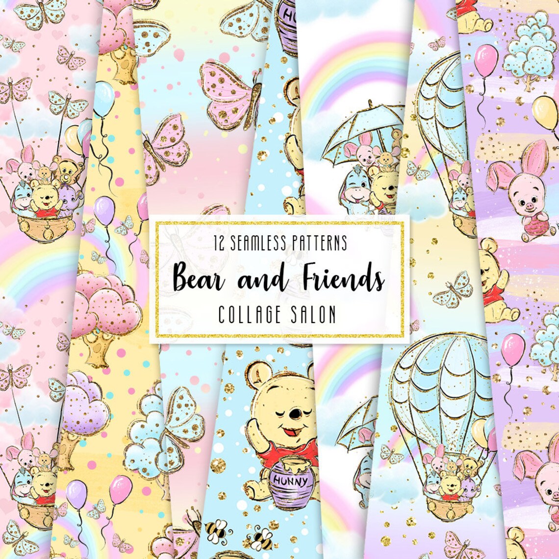Cute Animals Patterns, Bear Papers, Planner Stickers, Seamless Patterns ...