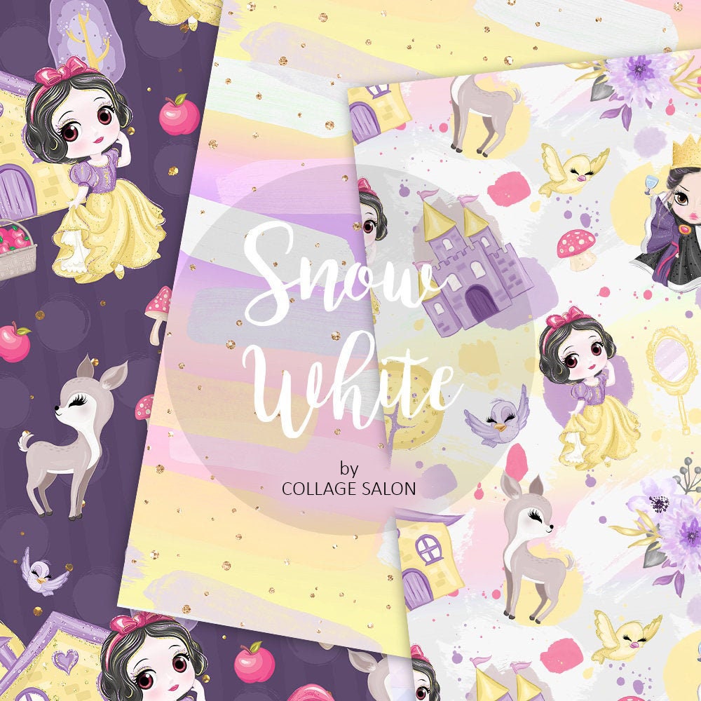 Snow White Patterns Seven Dwarfs Papers Planner Stickers - Etsy