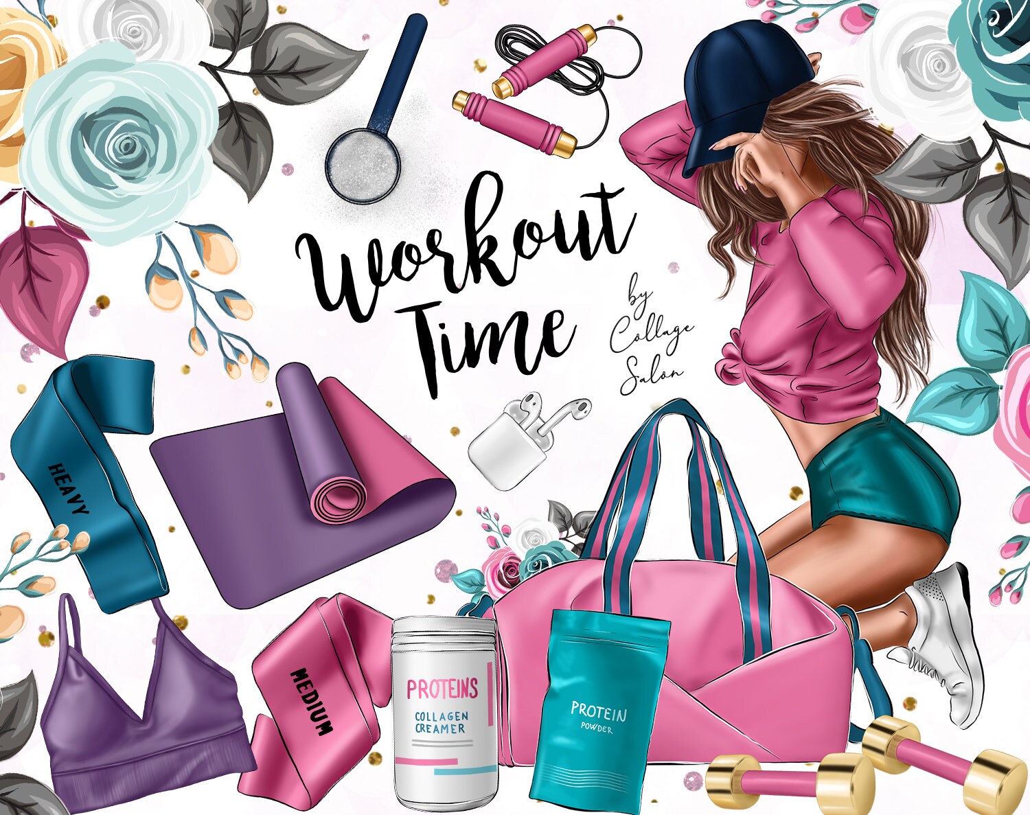 Workout Illustrations Planner Stickers Fitness Gym Dumbel - Etsy