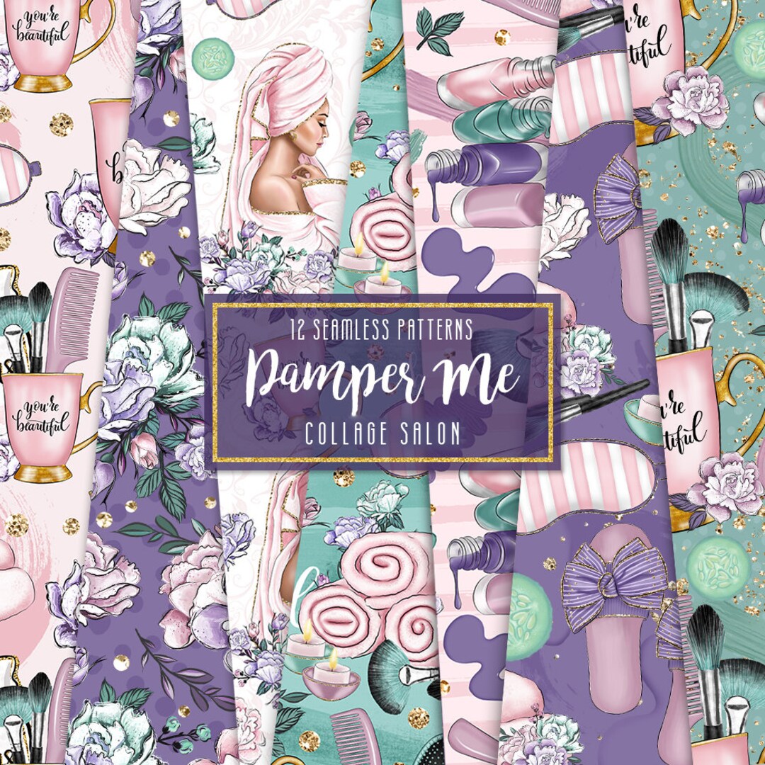 Planner Girl, Seamless Pattern, Spa Papers, Wellness Papers, Planner ...
