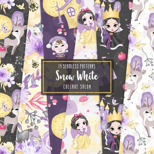 Snow White Patterns, Seven Dwarfs Papers, Planner Stickers, Cartoon ...