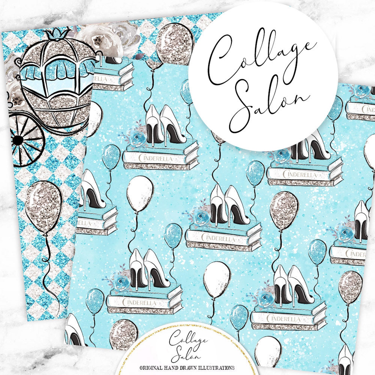 Cinderella Patterns, Tileable Fashion Papers, Planner Stickers, Cartoon ...
