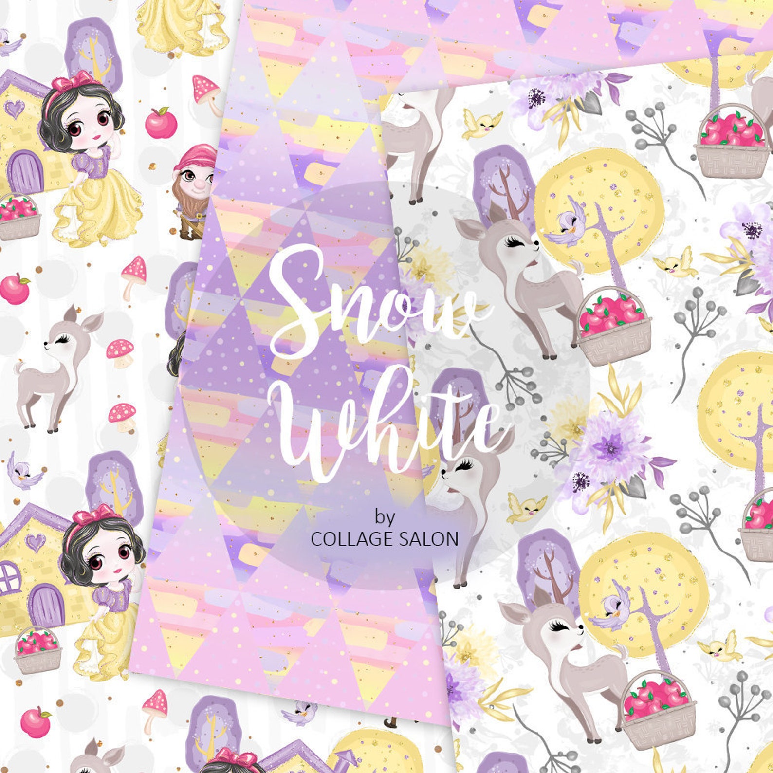 Snow White Patterns Seven Dwarfs Papers Planner Stickers - Etsy