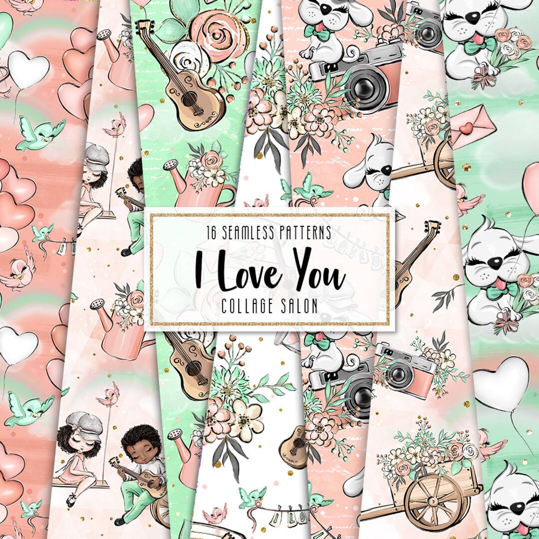 Valentine Patterns, Cute Love Papers, Planner Stickers, Seamless ...
