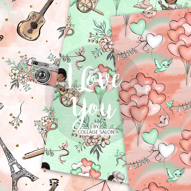 Valentine Patterns, Cute Love Papers, Planner Stickers, Seamless ...