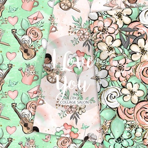 Valentine Patterns, Cute Love Papers, Planner Stickers, Seamless ...