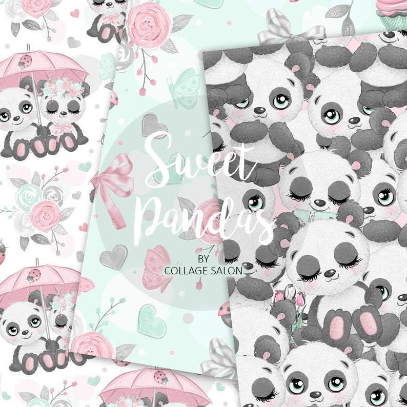Sweet Pandas Patterns, Cute Papers, Planner Stickers, Cartoon, Seamless ...