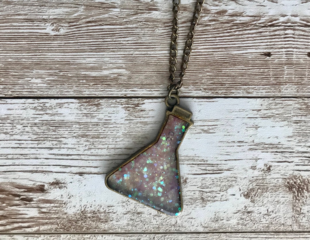 Science Necklace for Students, Erlenmeyer Flask Pendant, Chemistry Gift ...