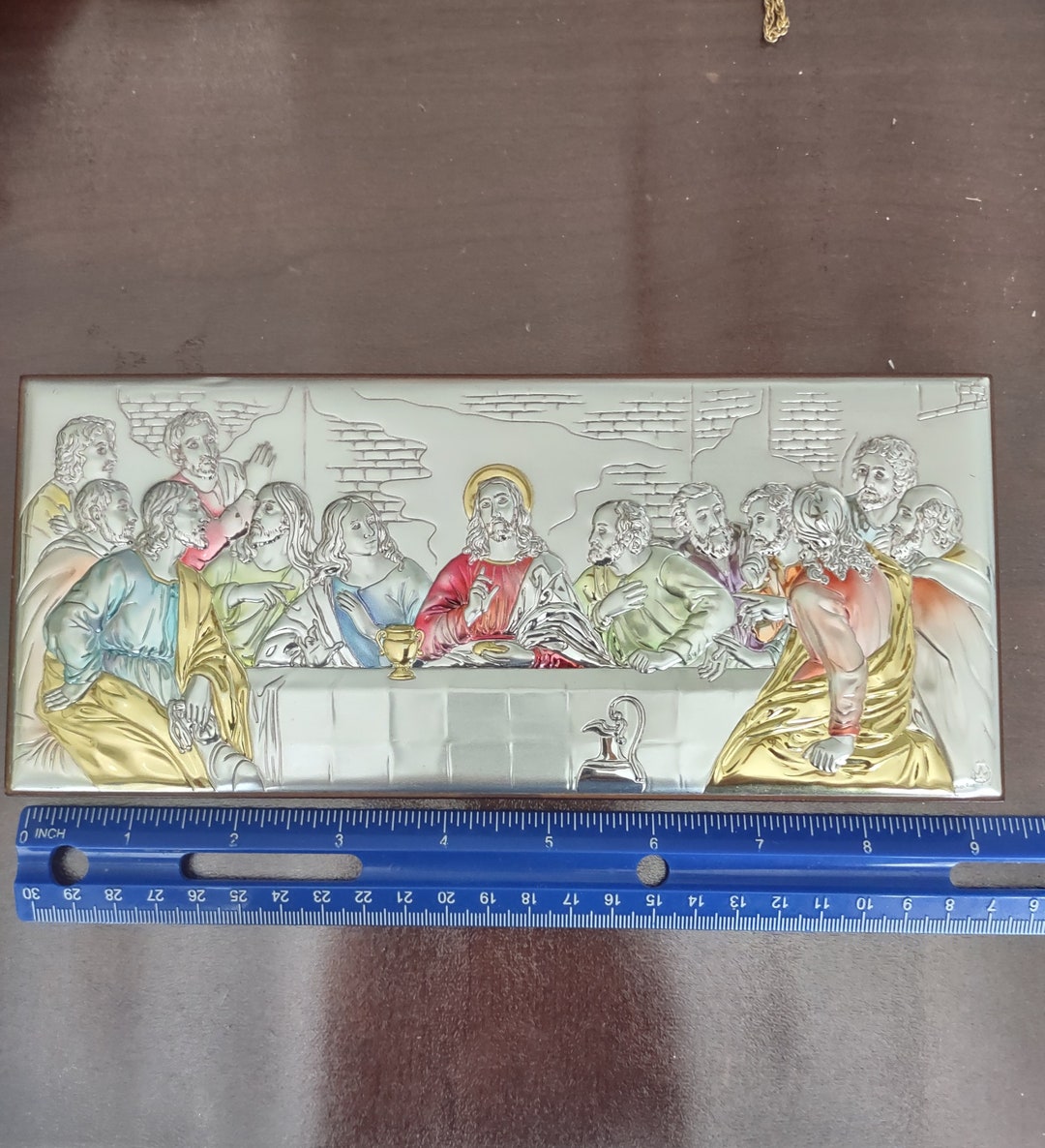 Religious Wall Decor/ Last Supper Plaque / Silver Last Supper ...