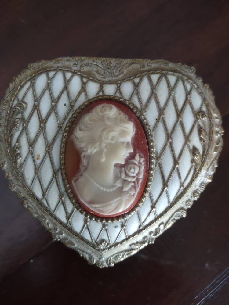 VTG San Francisco Music Box Company Cameo Glass Silver Accented Jewelry ...