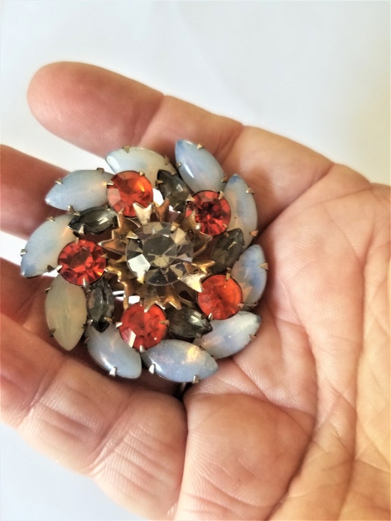 Vintage Rhinestone Brooch / Pin / Round Brooch / Pin … - Gem
