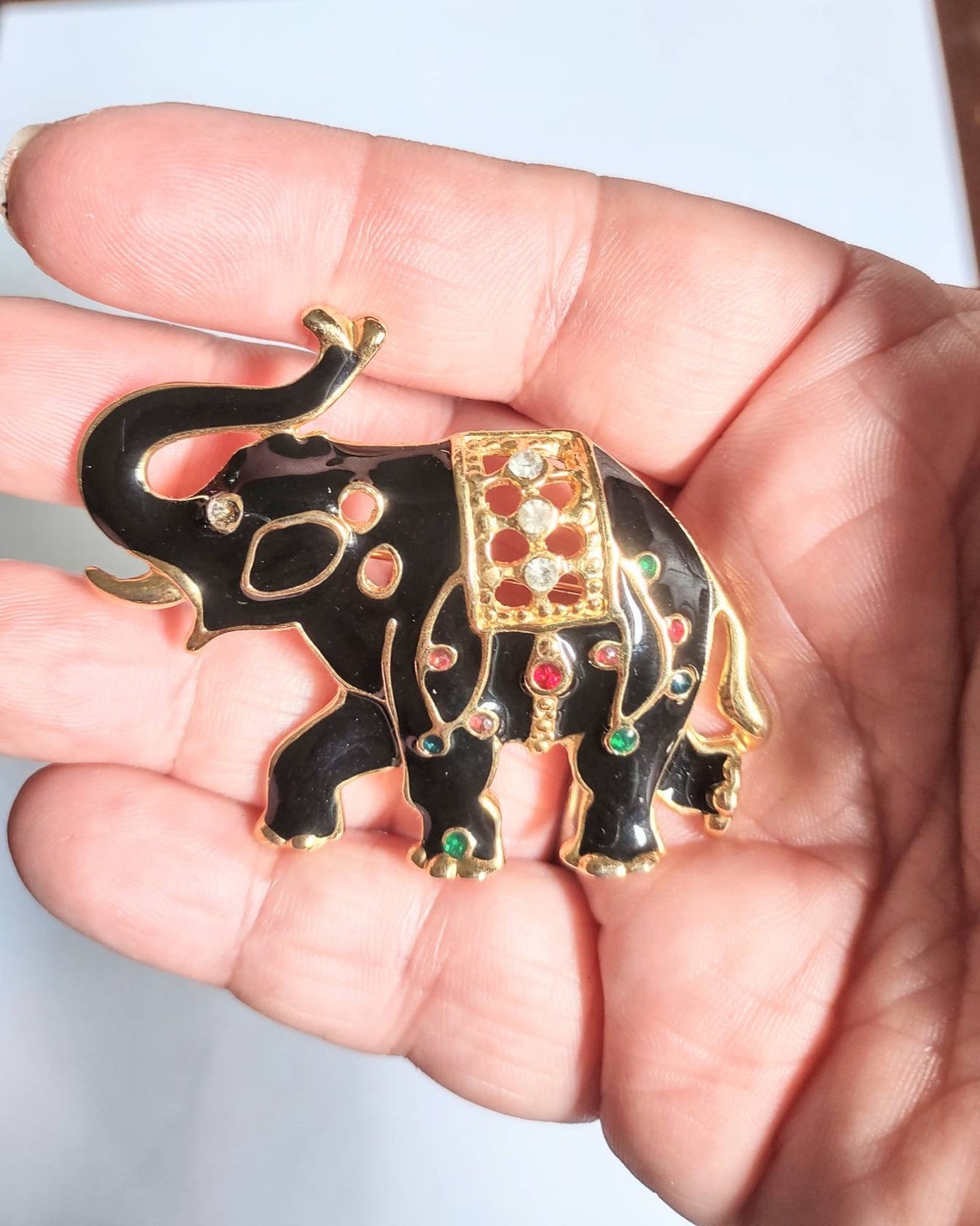 Vintage Elephant Brooch / Pin/ Elephant Jewelry / Black - Etsy