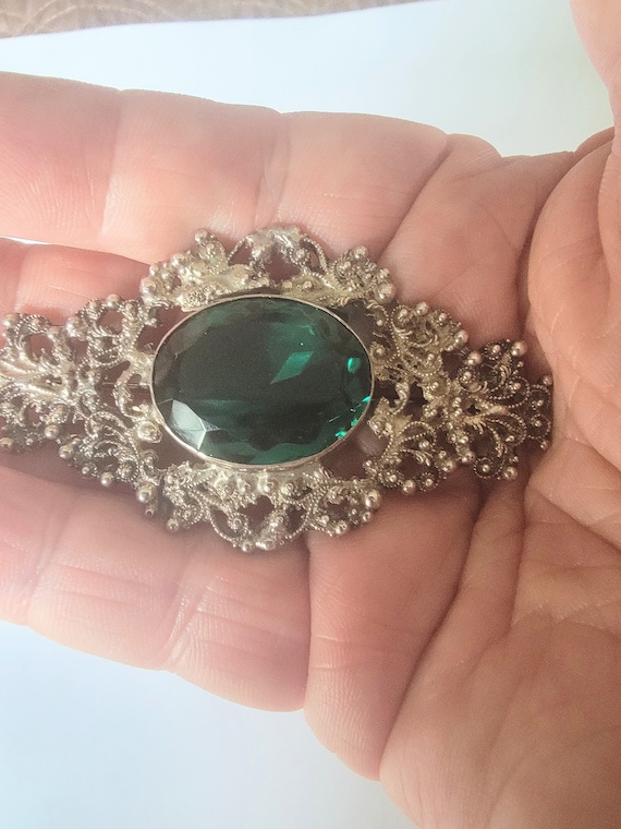 silver brooch pin - Gem