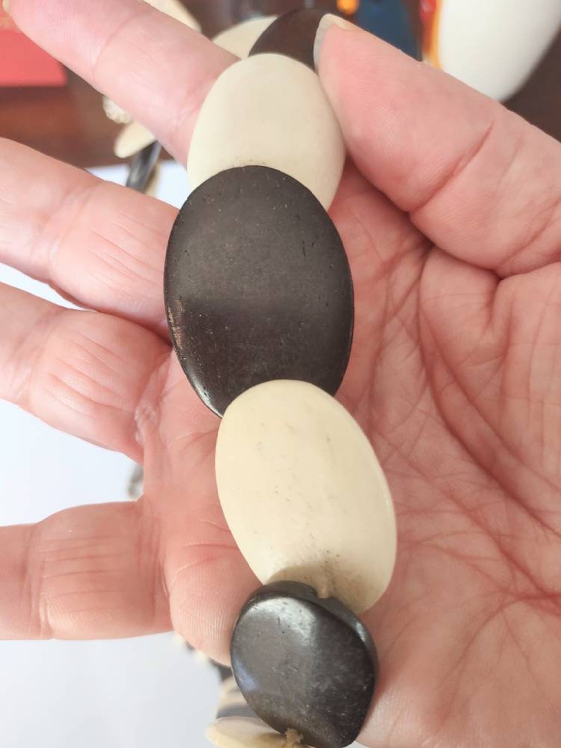 Bone Necklace / Beaded Necklace/ Bovine Necklace / Handmade - Etsy