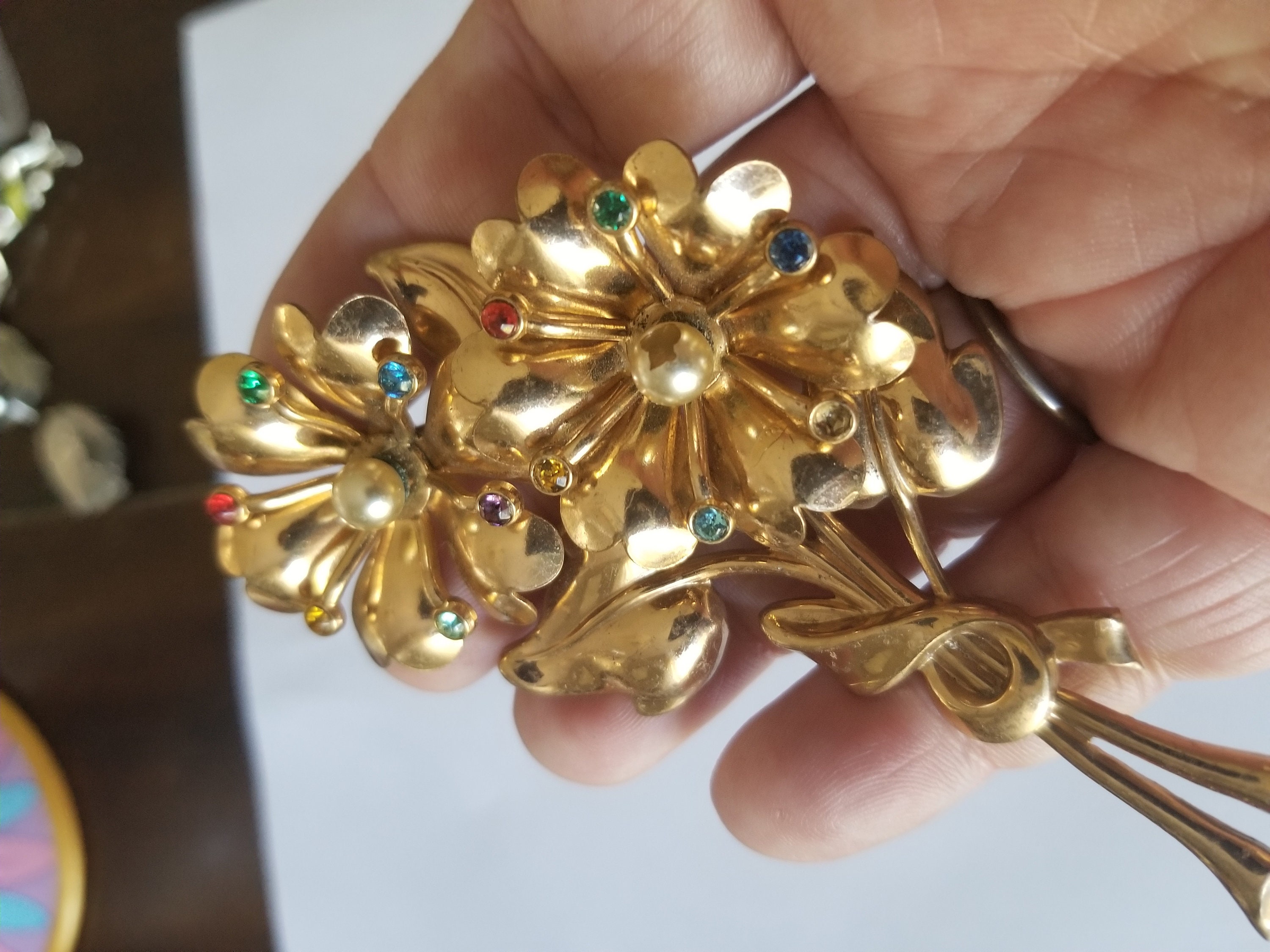 Large Coro Brooch / Pin / Rhinestone Brooch / Pin / Coro Jewelry ...