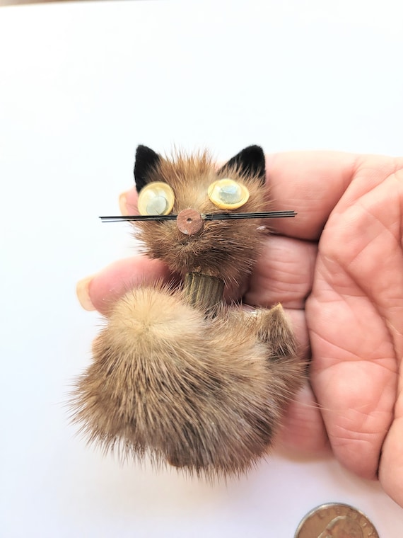 Vintage mink cat brooch - Gem