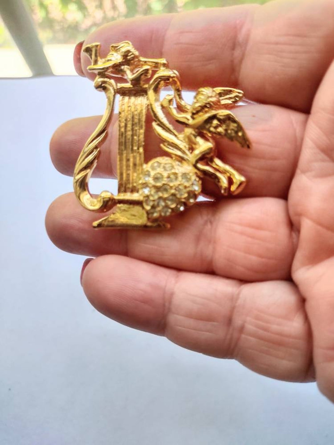 Heart Brooch / Pin / Cupid Jewelry / Rhinestone Heart Brooch / Pin ...