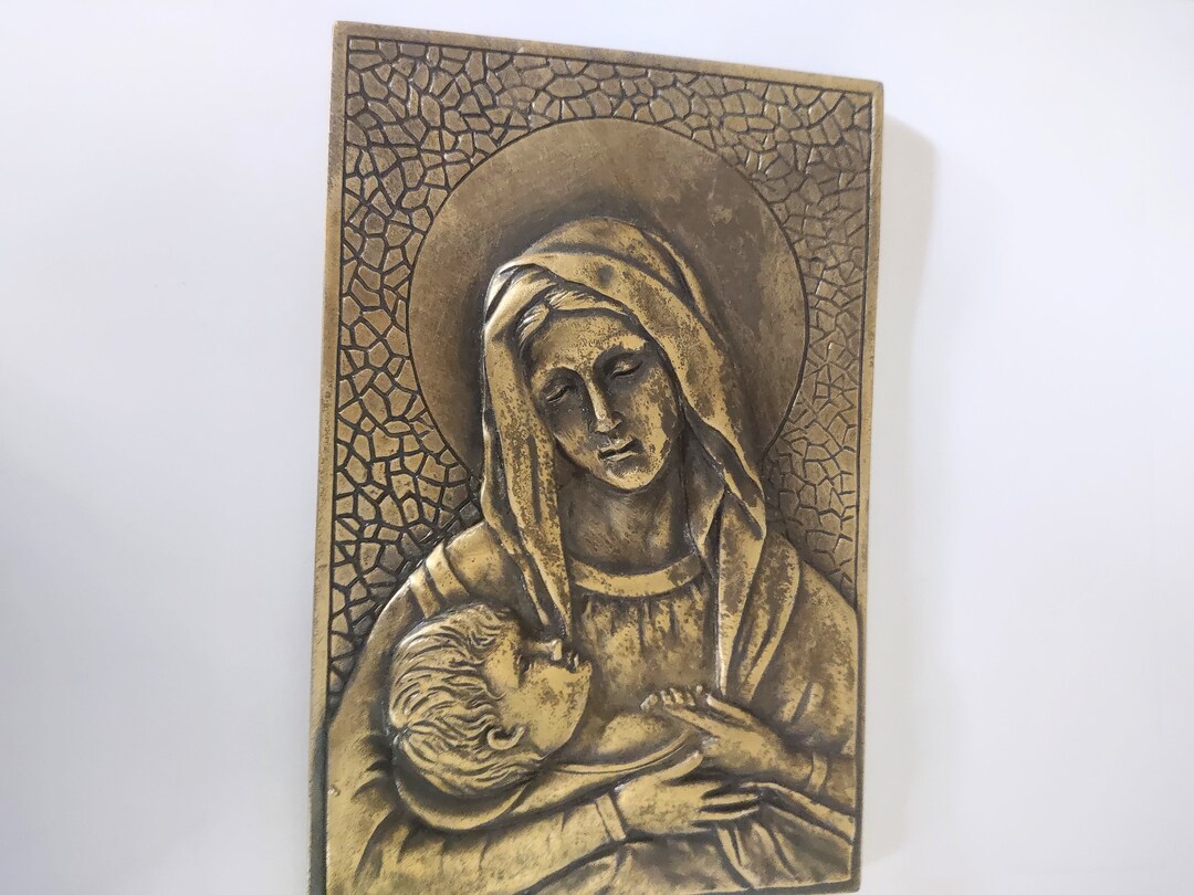 Vintage Brass Mother and Child Religious Wall Decor - Etsy