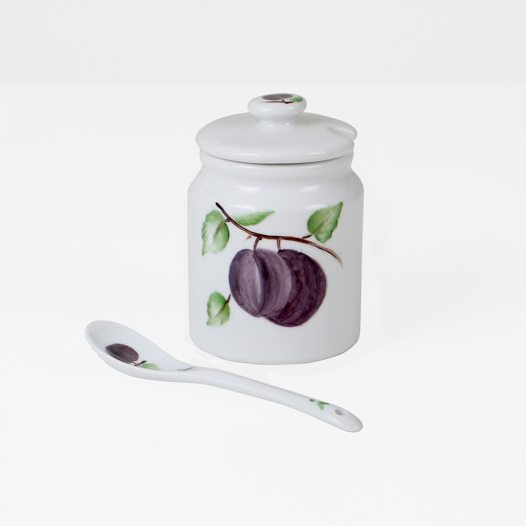 Vintage Porcelain Jam Kitchen Storage Canister Plum Decor - Etsy