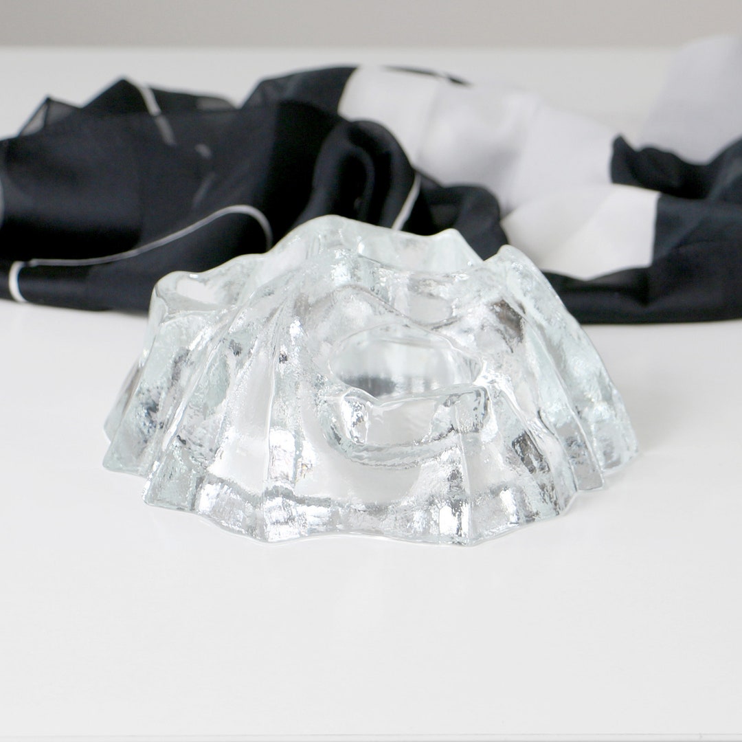 Vintage Glass Block Candle Holder by Nybro Sweden 1970s Brutalist ...