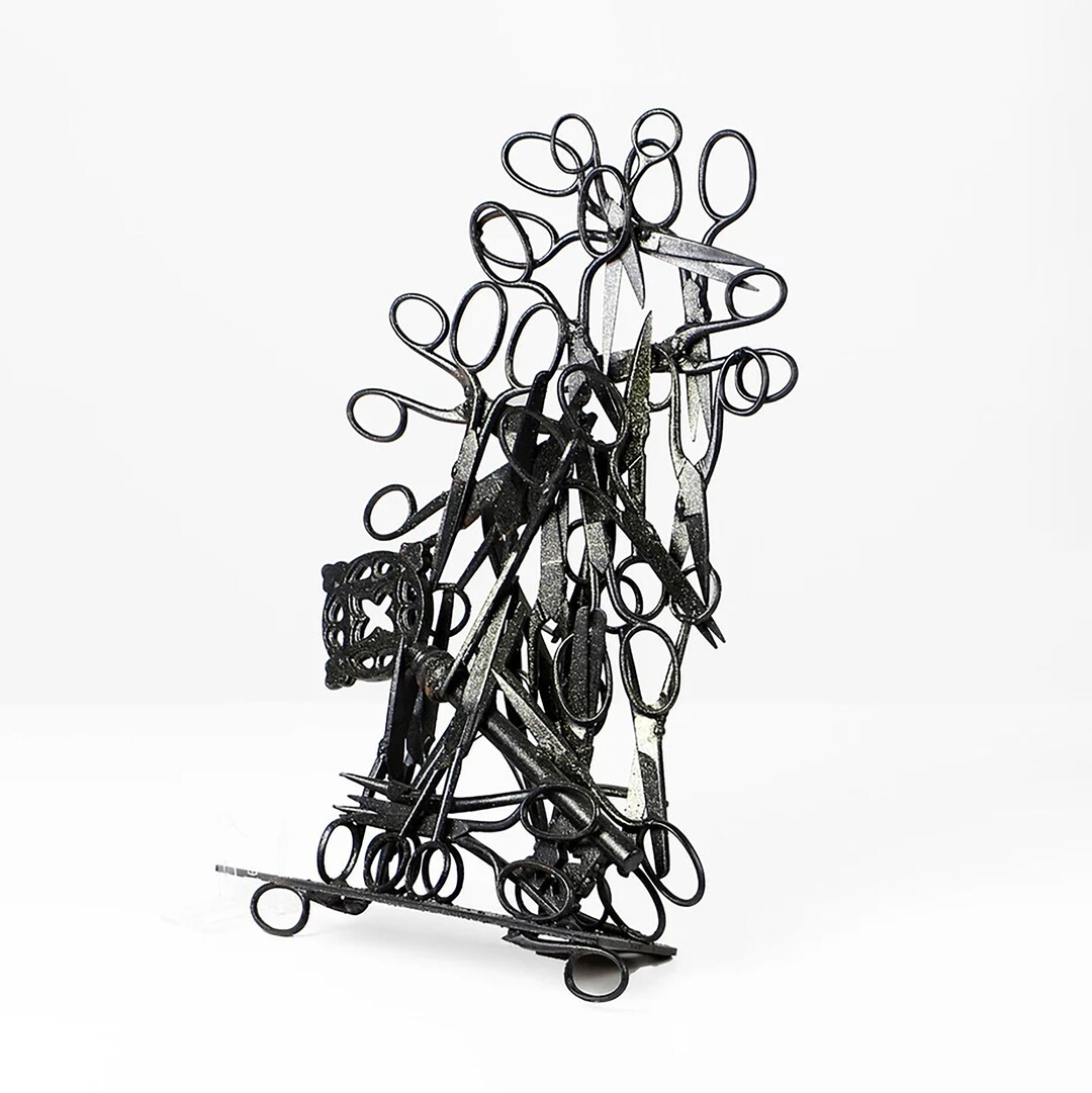 Vintage Art Object Cast Iron Scissors Sculpture - Etsy