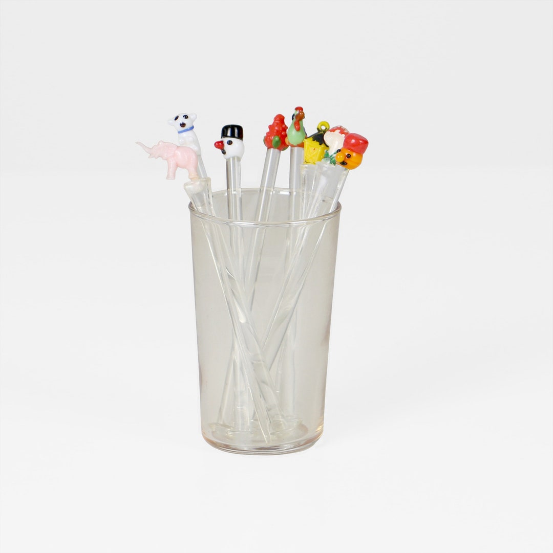 Vintage Cocktail Sticks Glass Party Picker With Figurines - Etsy