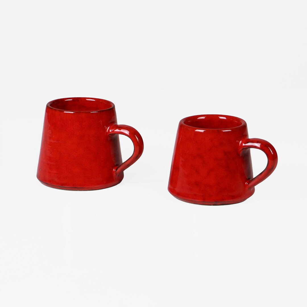 Vintage Mugs Set Red Ceramic German 1970s Boho Home Decor - Etsy