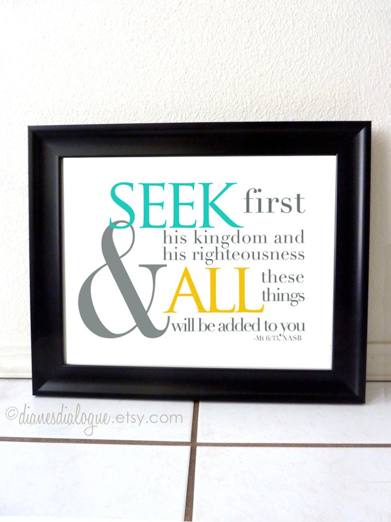 Seek First, Bible Verse Wall Art. Digital Download, Home Decor ...