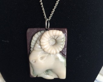 Carved Ram Necklace - Etsy