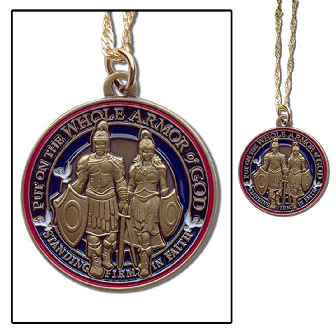 Armor of God 1"round Pendant With Chain Necklace - Etsy