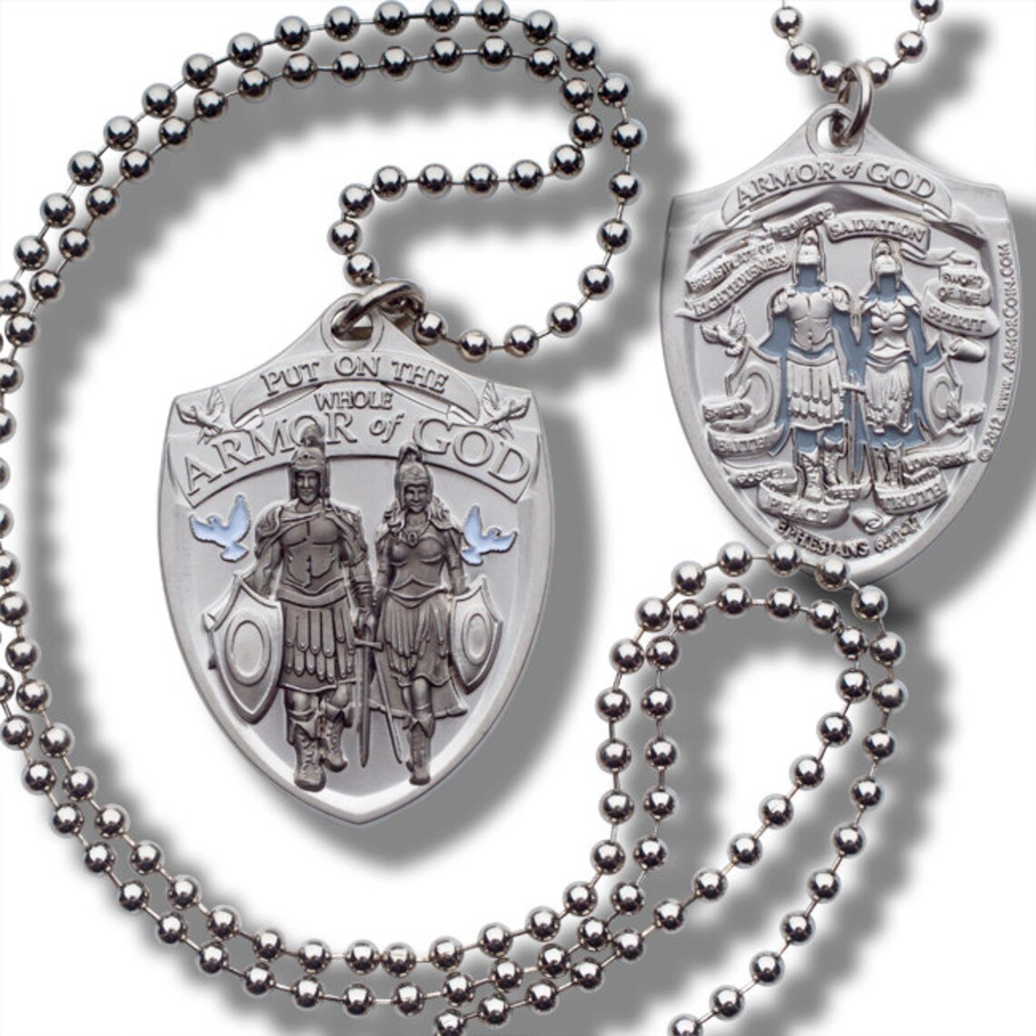 Armor of God Dog Tag Pendant With Thick Ball Chain Military Style ...