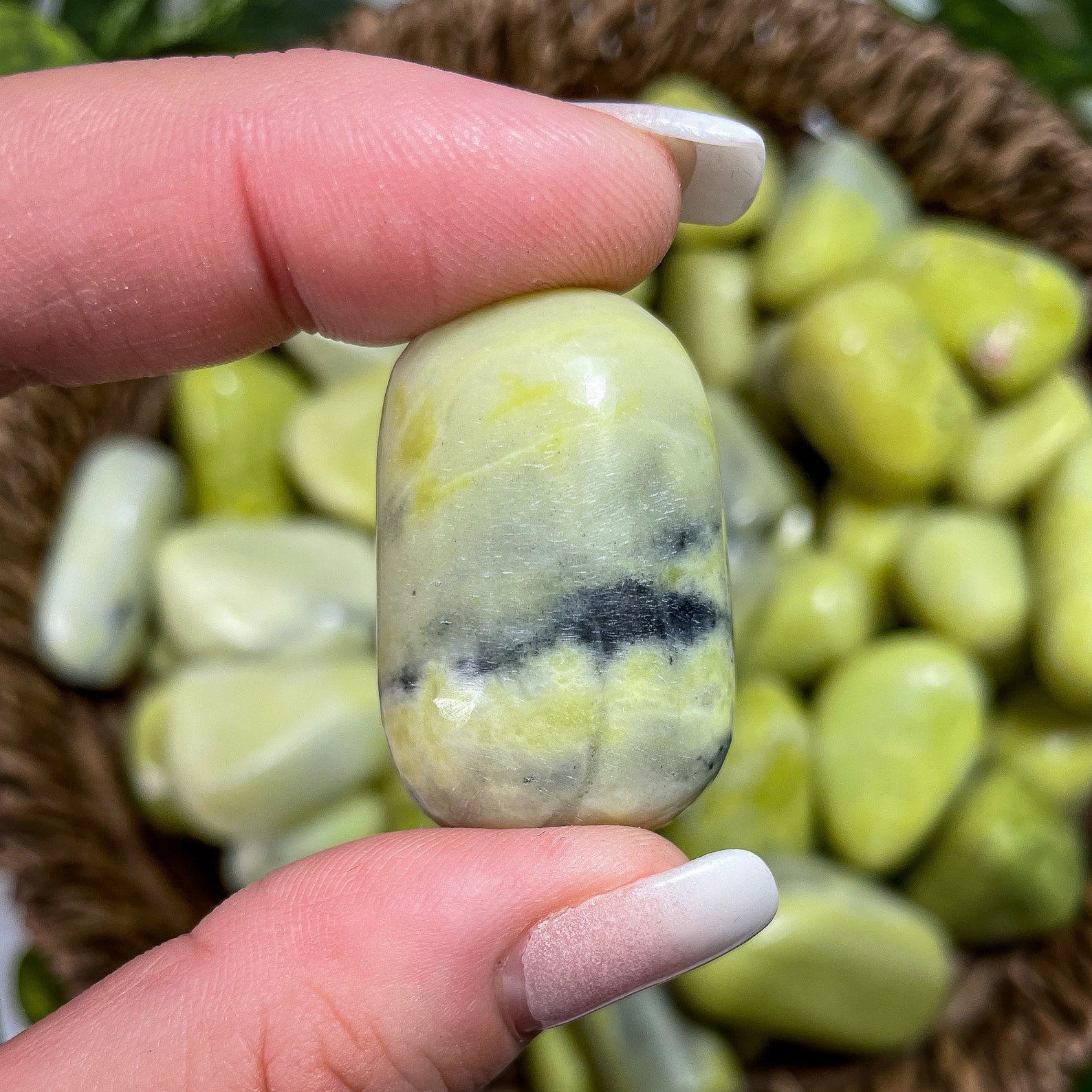Light Lime Green Serpentine Tumbles, Serpentine Pocket Crystal, Healing ...