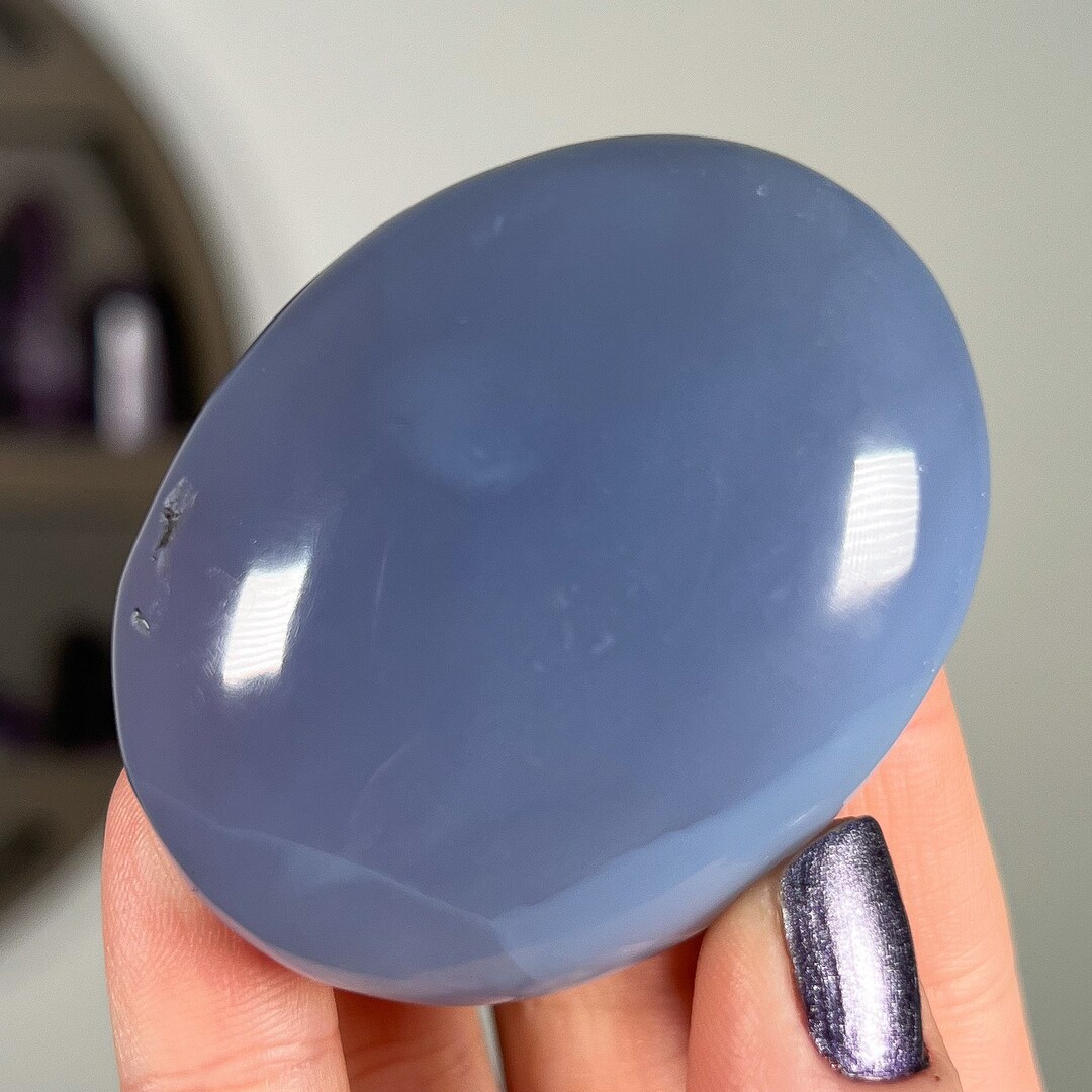 Blue Chalcedony Palm Stones, Calming Healing Crystal, Spiritual ...