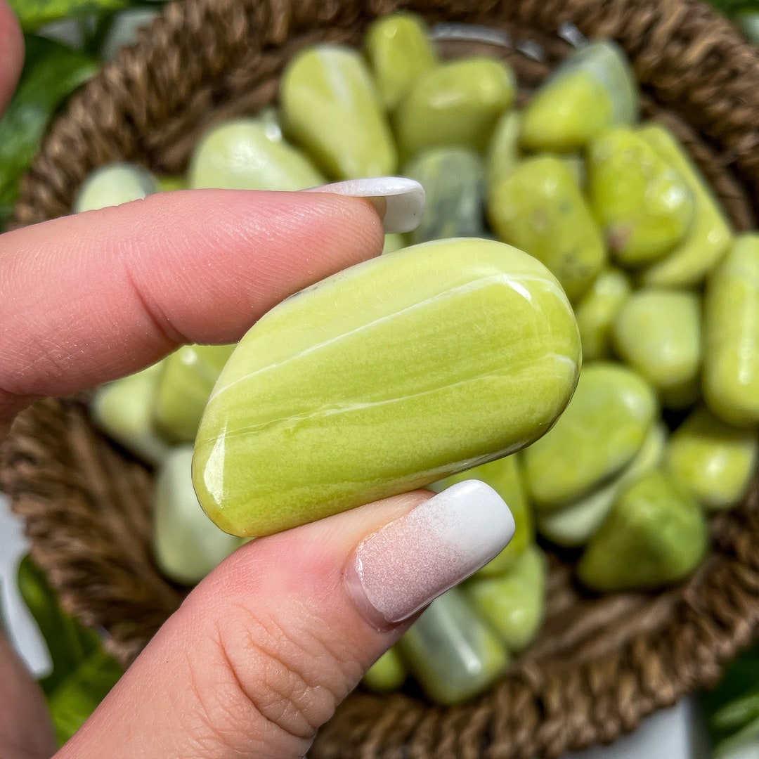 Light Lime Green Serpentine Tumbles, Serpentine Pocket Crystal, Healing ...
